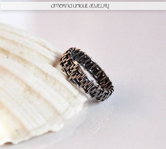 Sterling silver wire wrapped men's ring size 13