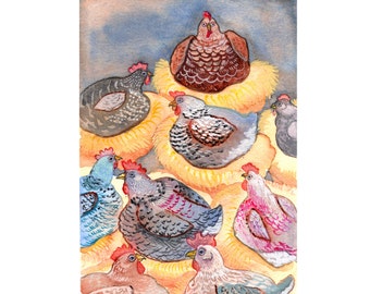 Chicken art | Etsy
