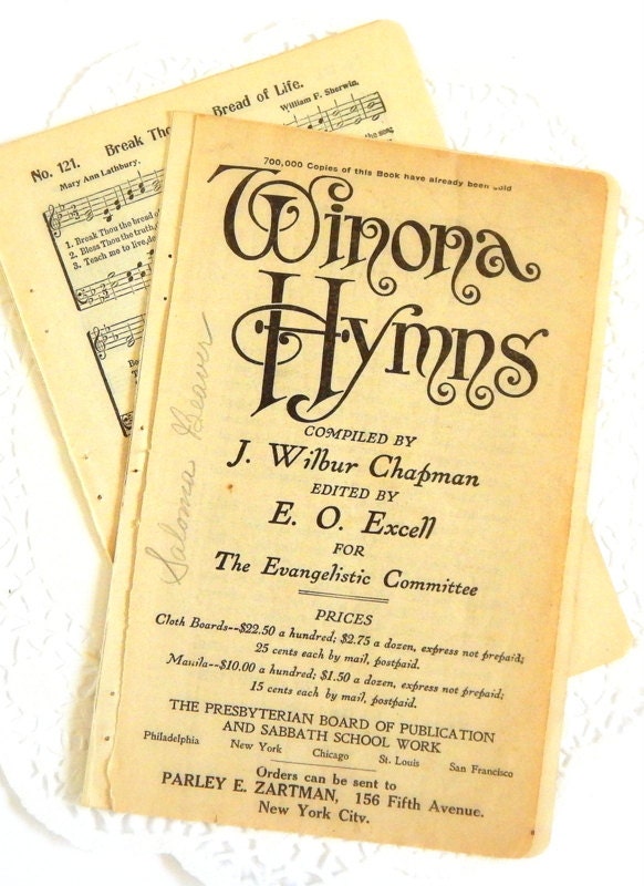 Vintage Hymnal Book Pages. Hymns. Vintage Sheet by ThePaperBasket
