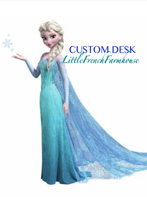 ELSA “FROZEN” Desk Custom Order for Shannon – Painted Student Desk w ...