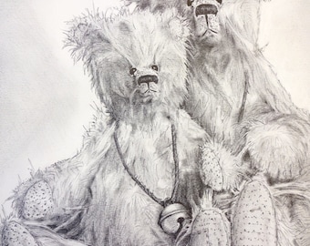 Unique teddy bear drawing related items | Etsy