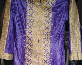 Beautiful Grey Clergy Robe with purple embroidery crosses