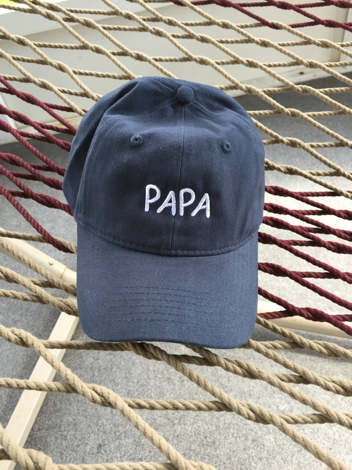 Papa Cap Navy Blue With White Letters