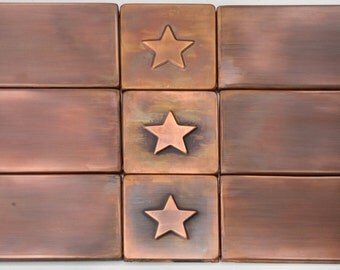 Copper Kitchen backsplash SET OF 4 TILES rustic by MyCopperCraft