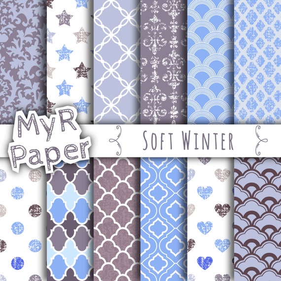 Winter Digital Paper: Soft Winter Digital Paper Pack & by MyRpaper