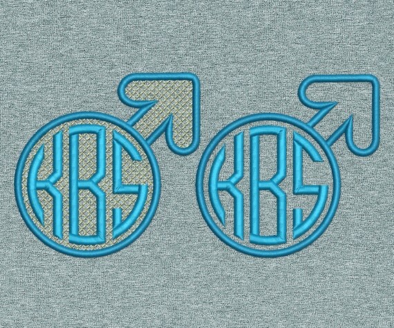 Male Symbol Circle Monogram Embroidery Font Machine Design 5