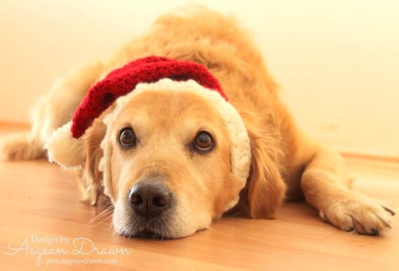 Santa Hat for Dogs Dog Santa Hat Holiday Dog Hat by AegeanDrawn