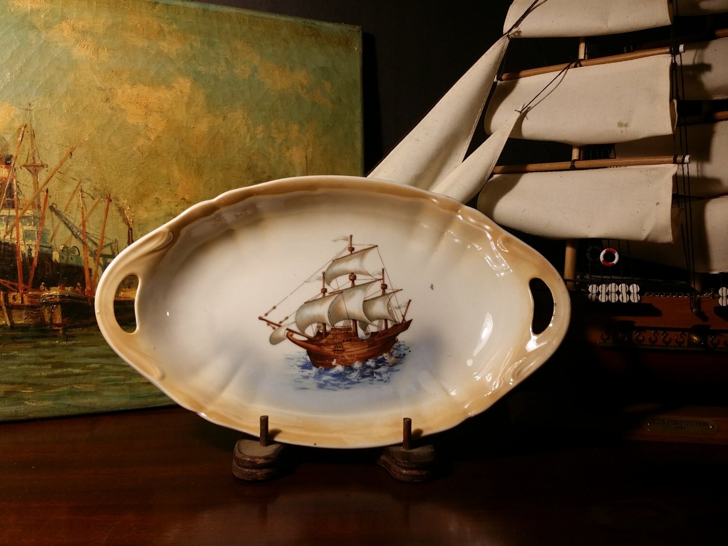 Vintage Ship Sailing Porcelain Serving Dish Germany Nautical Decor ...