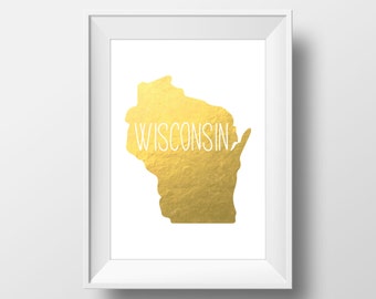 Wisconsin State Print Handlettered State Print WI State