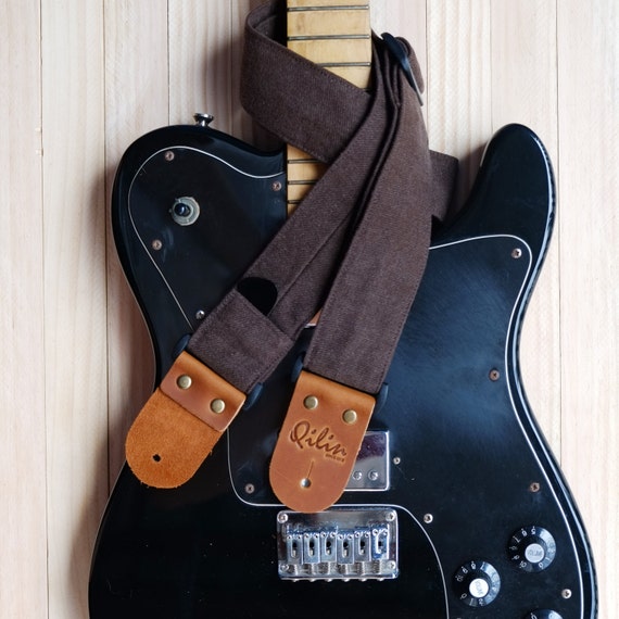 Brown Denim Guitar Strap by Qilinlibrary on Etsy