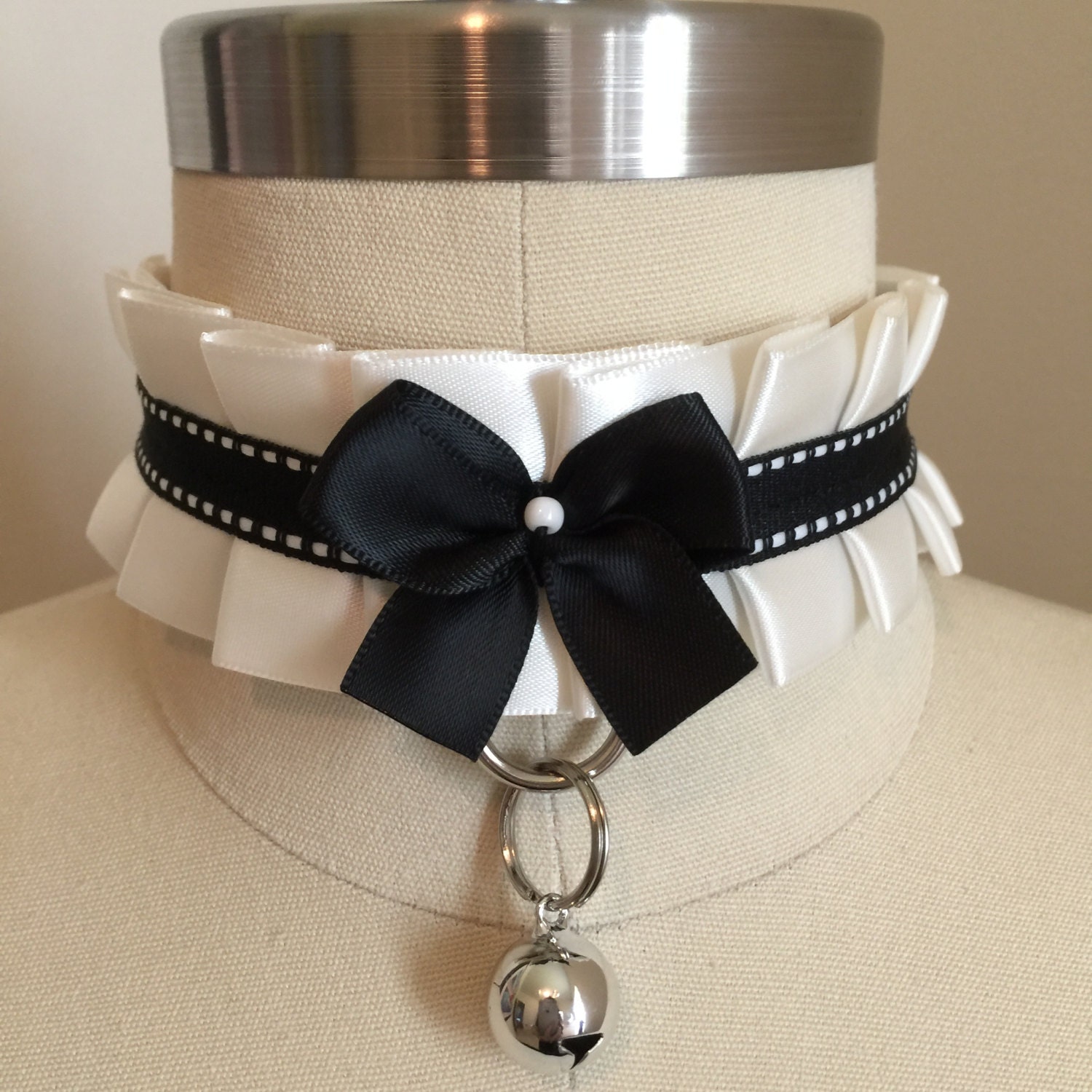 Naughty Maid White BDSM Collar Submissive by TheFlirtyKitten