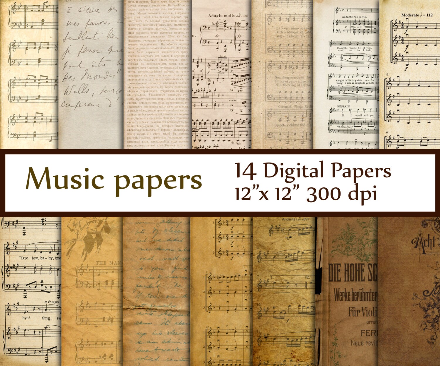 Antique Music Digital Papers: MUSIC PAPERS Music by ChiliPapers