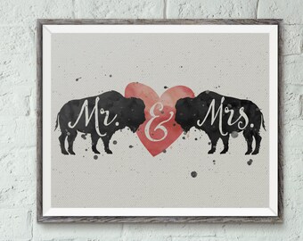 Buffalove Handlettered Typographic Buffalo Bills Mr. & Mrs.