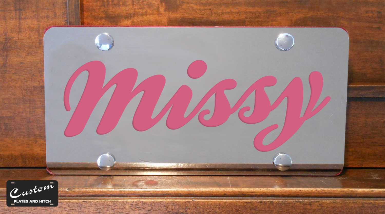 Custom Personalized Front Vanity Plate Stainless Steel