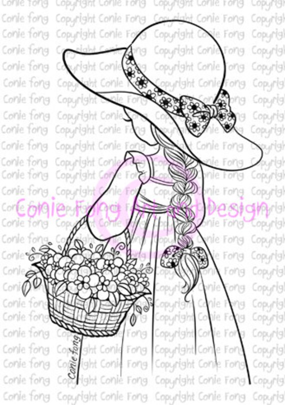 Digital Stamp Digi Stamp Digistamp Spring Flowers by ConieFongArt