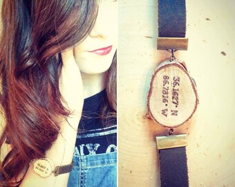 Pyrography bracelet | Etsy