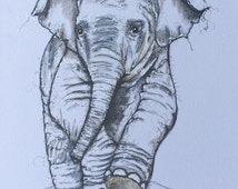 Unique elephant drawing related items | Etsy