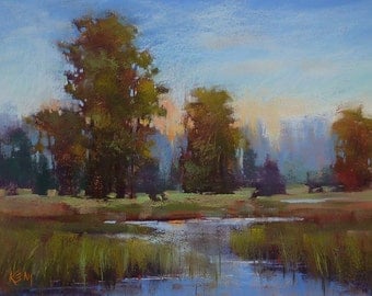 Items similar to Landscape Painting Expressive Meadow Landscape ART ...