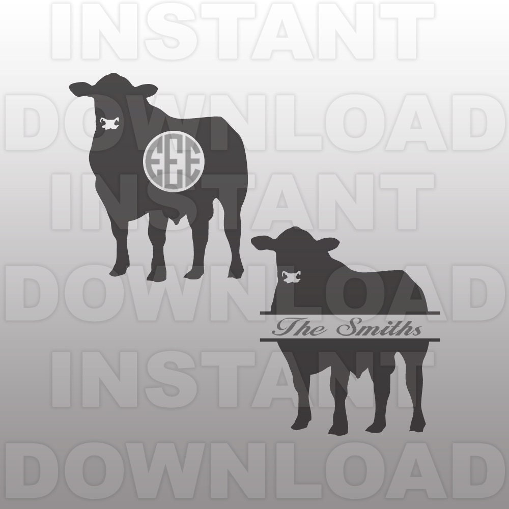 Angus Bull Monogram SVG File Cattle SVG Vector Art
