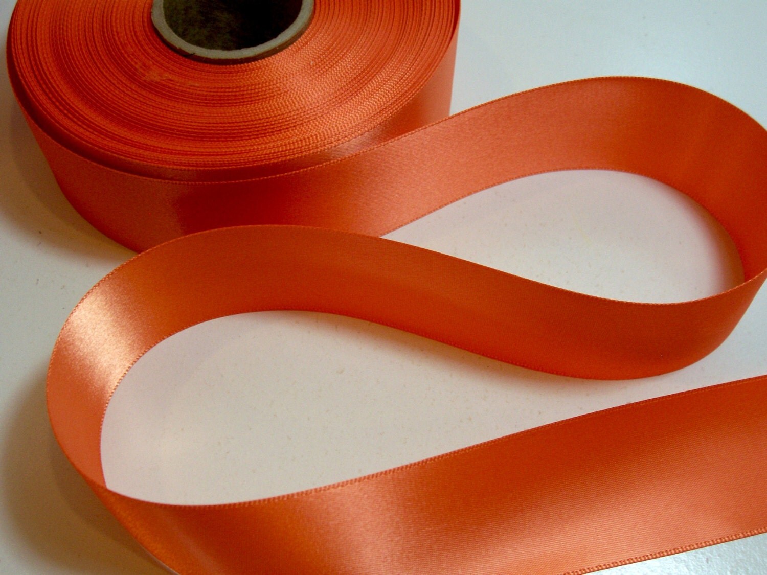 Orange Ribbon, Orange Cream Double Faced Satin Ribbon 1 1/2 inches wide ...