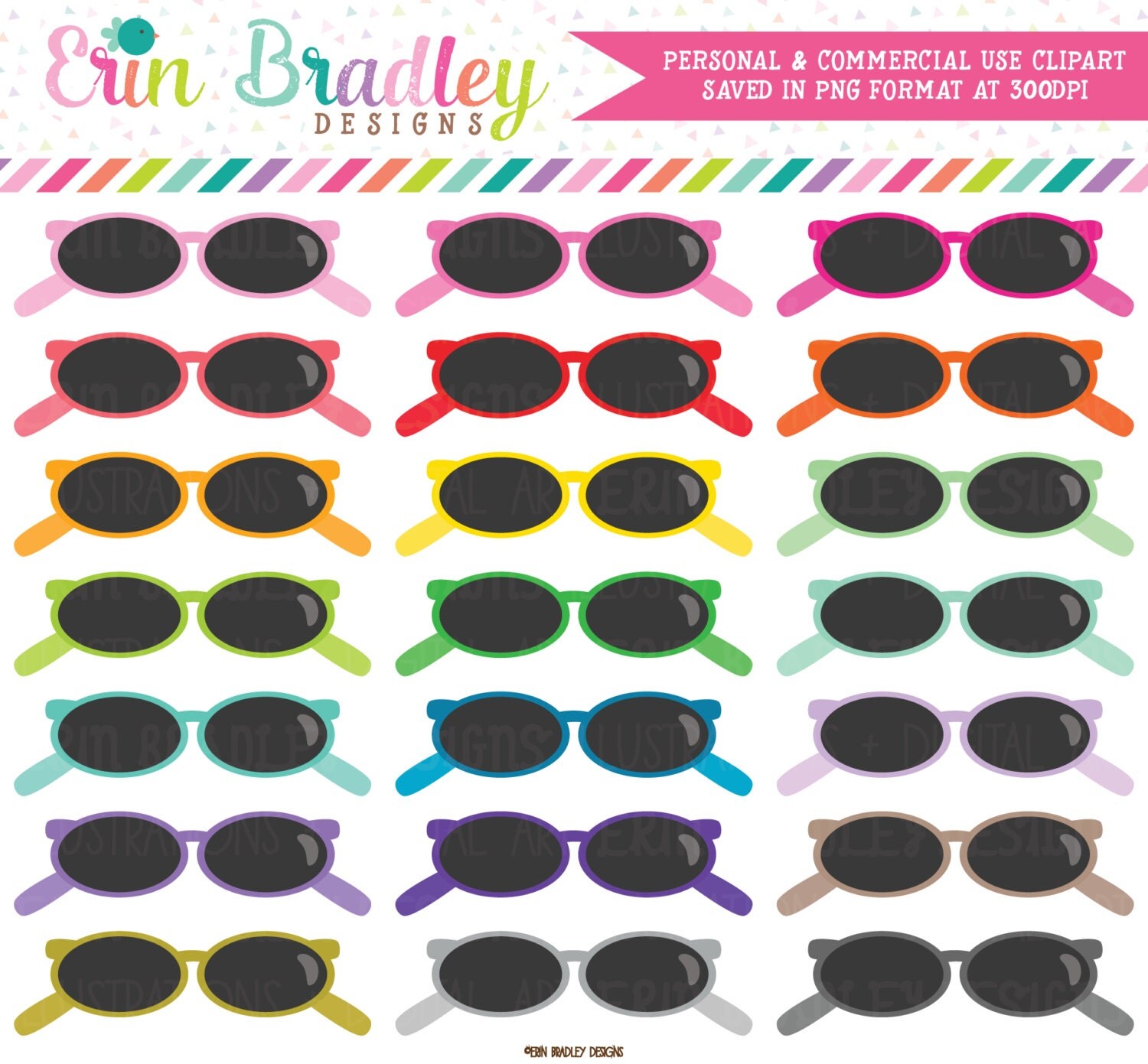 Sunglasses Clipart Summer Clip Art Graphics by ErinBradleyDesigns