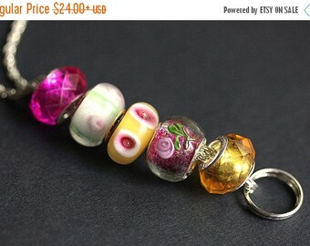 HALLOWEEN SALE Badge Holder. Pink Badge Leash. Beaded by Gilliauna