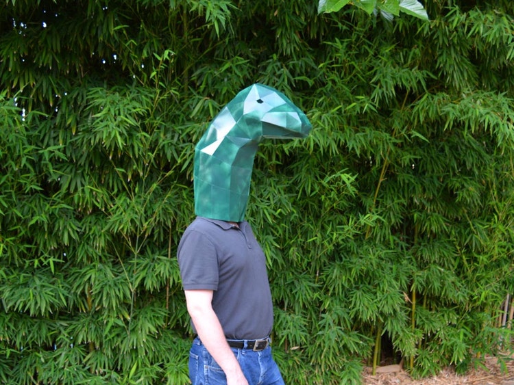 Brontosaurus Mask: Paper Glue Our DIY Pattern by TetraVariations