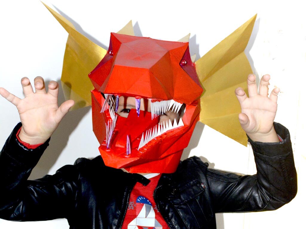 Make Your Own Dragon Mask with just Paper and by TetraVariations