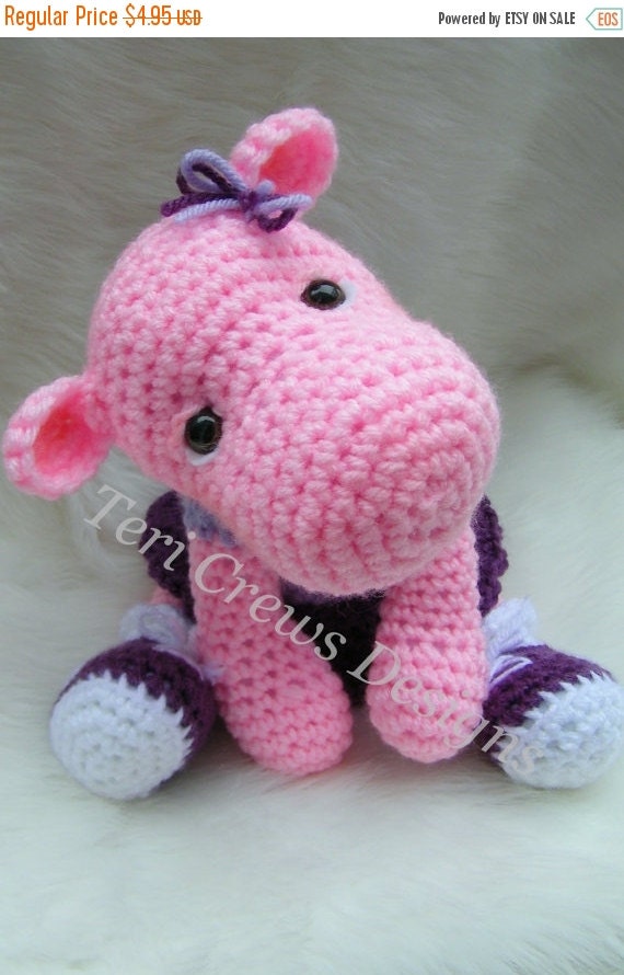 SALE Simply Cute Hippo Crochet Pattern by Teri by TCrewsDesigns