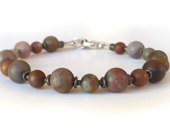 Items similar to Fancy Jasper Wire Bracelet Jasper Gemstone Beaded ...