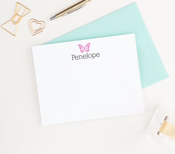 Butterfly Stationery Set Personalized Butterfly note cards