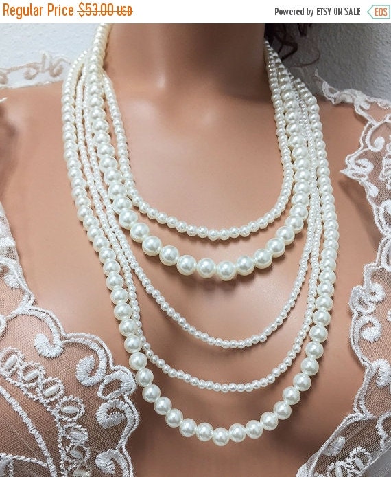 Bridal Jewelry Set Long Pearl Necklace Wedding By Glamduchess
