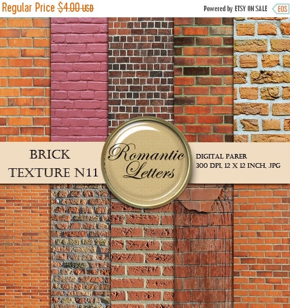 SALE Brick digital paper pack scrapbook brick by RomanticLetters