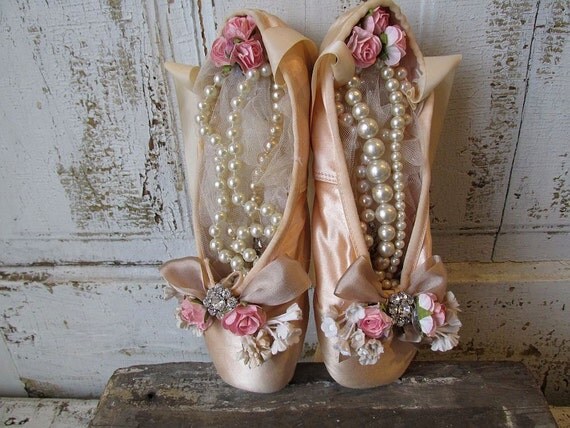 Vintage ballet pointe shoes faded blush pink by AnitaSperoDesign