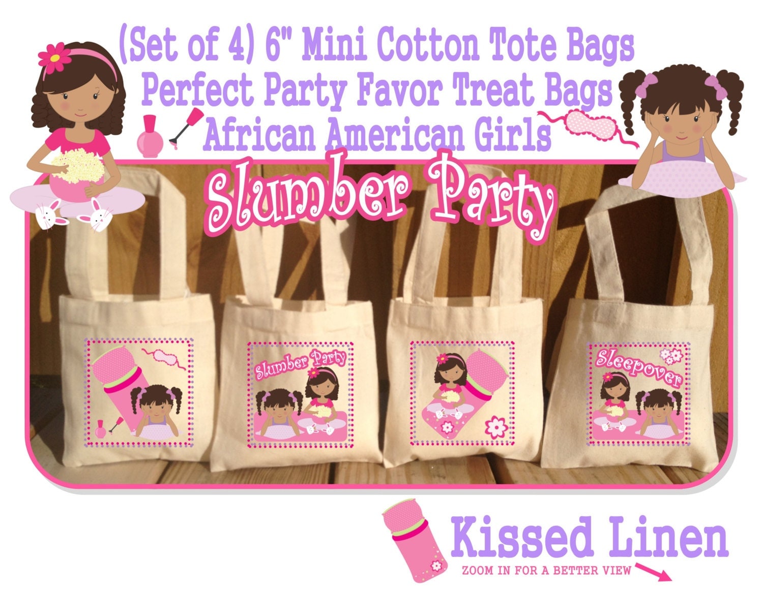 African American Slumber Sleepover Pajama Party Favors