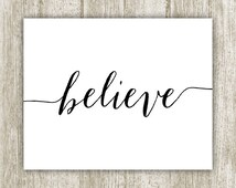 Unique calligraphy believe related items | Etsy