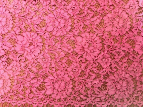 hot pink lace fabric cord lace fabric alencone lace by LaceFun