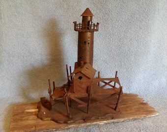Lighthouse metal art | Etsy