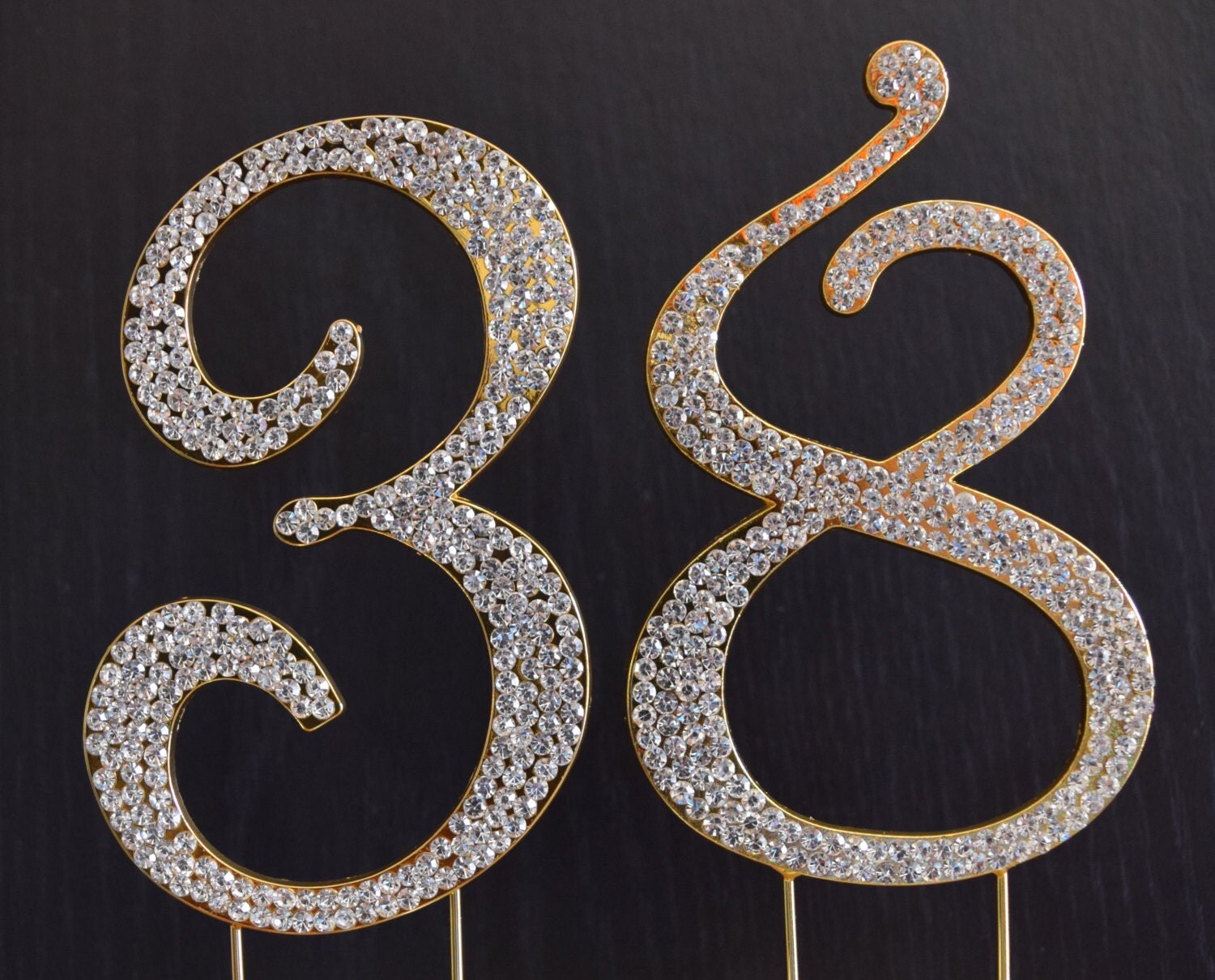 Rhinestone Gold NUMBER 38 Cake Topper 38th Birthday Party