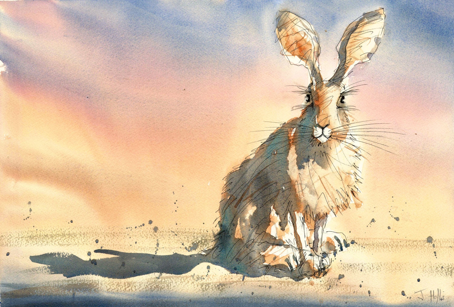 HARE ART painting watercolour painting watercolor hare artwork
