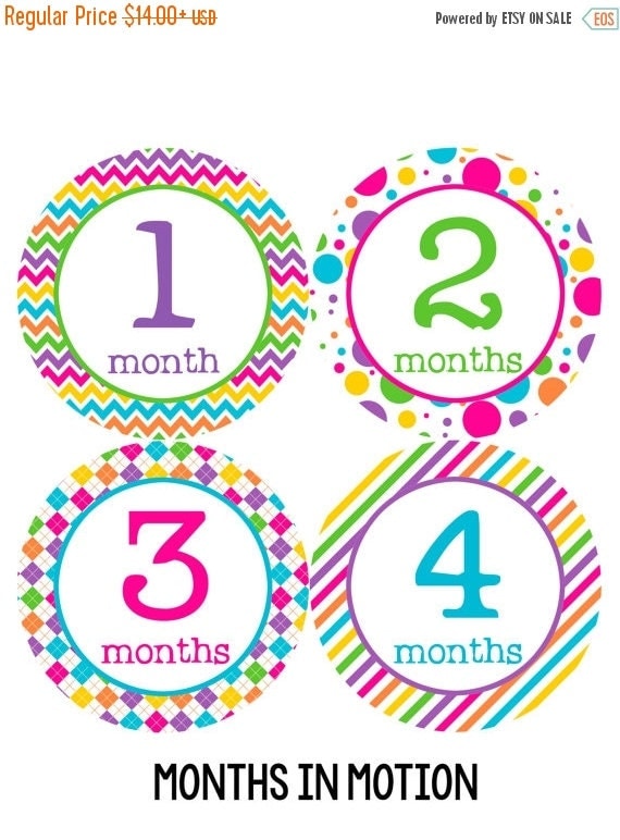 Monthly Baby Stickers Baby Month Stickers Baby by MonthsinMotion