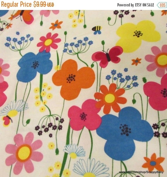 SALE 15% OFF Flannel Fabric Fun Floral Flowers and by SnappyBaby