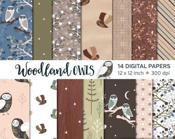 Woodland Bird Digital Paper Pack scrapbooking by TheDigitalFinch