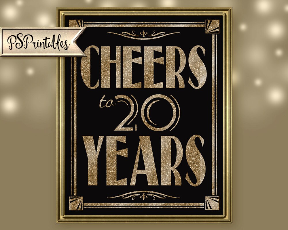Cheers to 20 years Birthday Poster Sign or card front Art