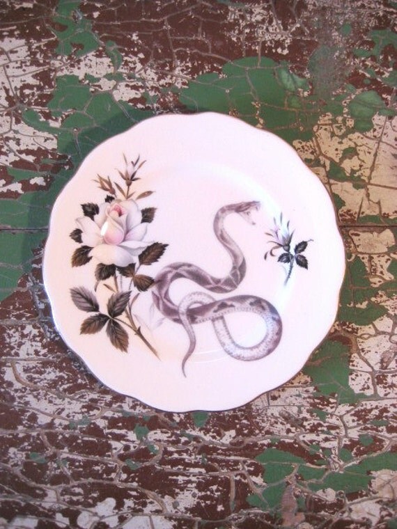Vintage Altered Rattle Snake Decorative Plate