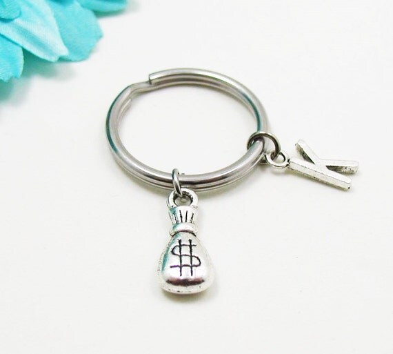 Silver Moneybag Keychain Money Purse Keychain by TheCloverSmith