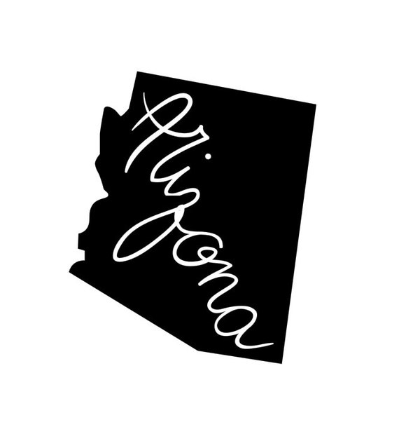 Arizona State with Cursive Text Di Cut Decal