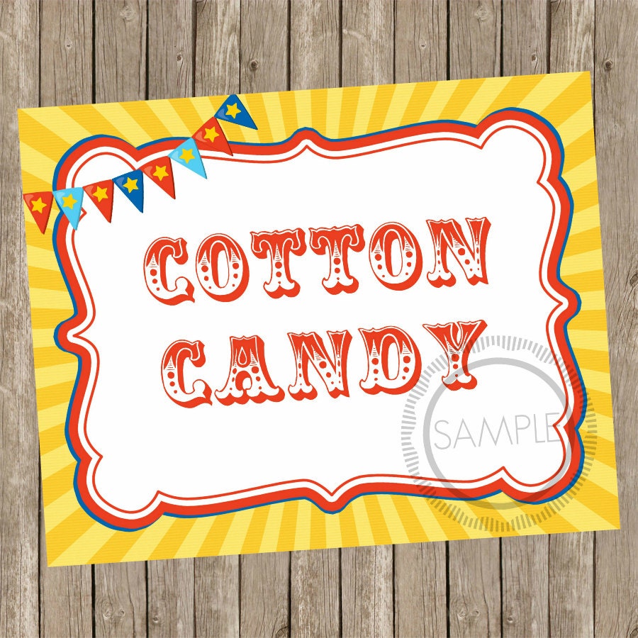 8x10 Cotton Candy Carnival / Circus Printable / Sign INSTANT