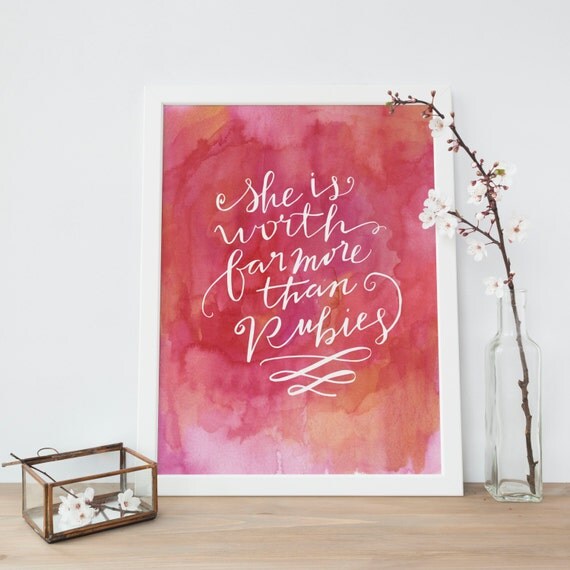 Proverbs 31 Print She Is Worth More Than Rubies Scripture