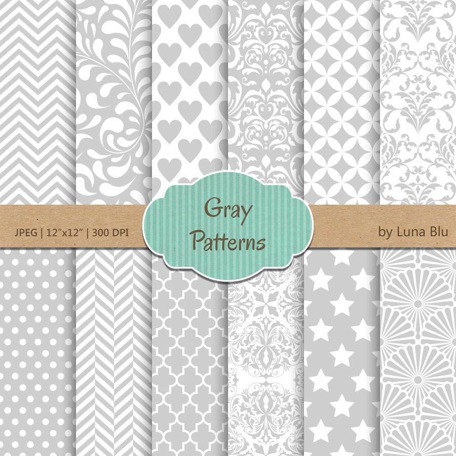 Gray Digital Paper: Gray Patterns gray scrapbook